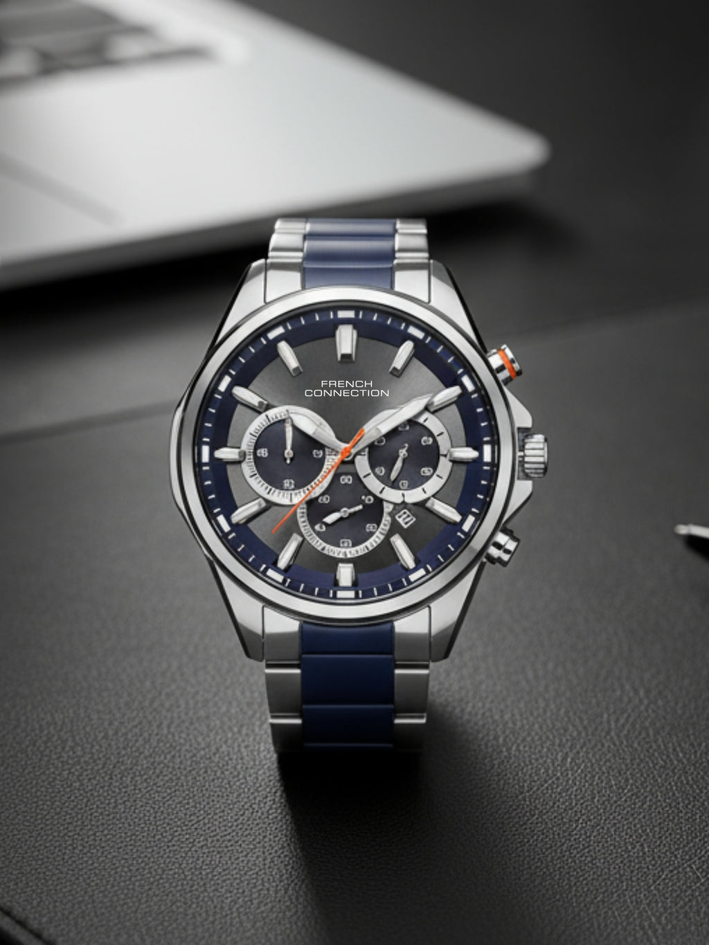 French Connection Blue Round Dial With Blue Stainless Steel Strap ...
