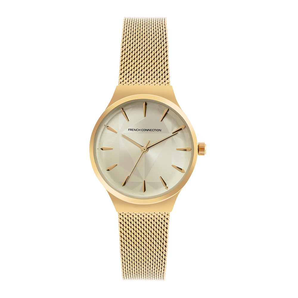 French Connection Spring Summer Analog Gold Dial Women's Watch-FCN0002