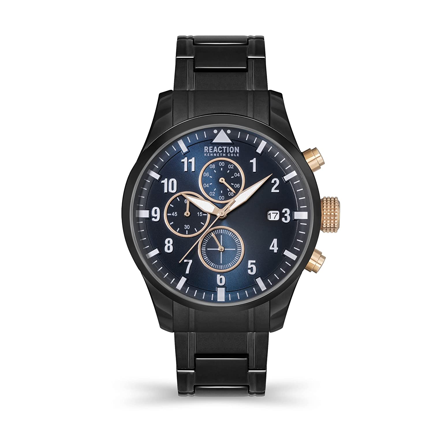 Kenneth Cole Reaction Chrono Men IP Black Stainless Steel Bracelet Bro